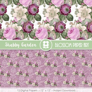 Purple Digital Paper Vintage Roses Digital Papers Purple - Etsy