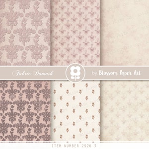 Pale Pink Damask Digital Paper Pack: Victorian Scrapbooking (digital ...