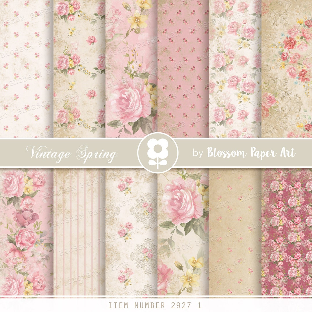 Floral Junk Journal Digital Papers, Victorian Roses Digital Paper, Pink ...