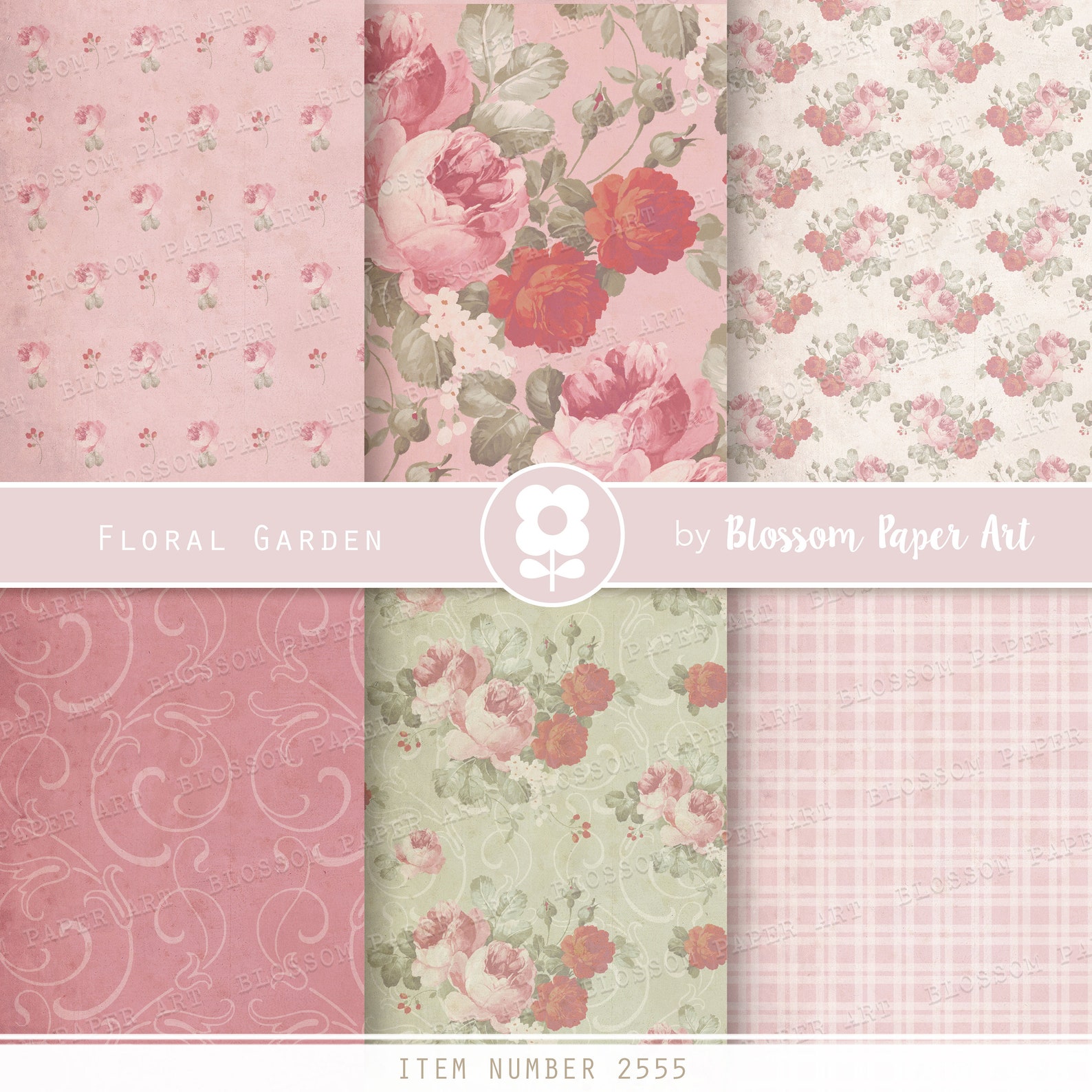 Floral Digital Paper Vintage Pink Digital Paper Pack Floral | Etsy