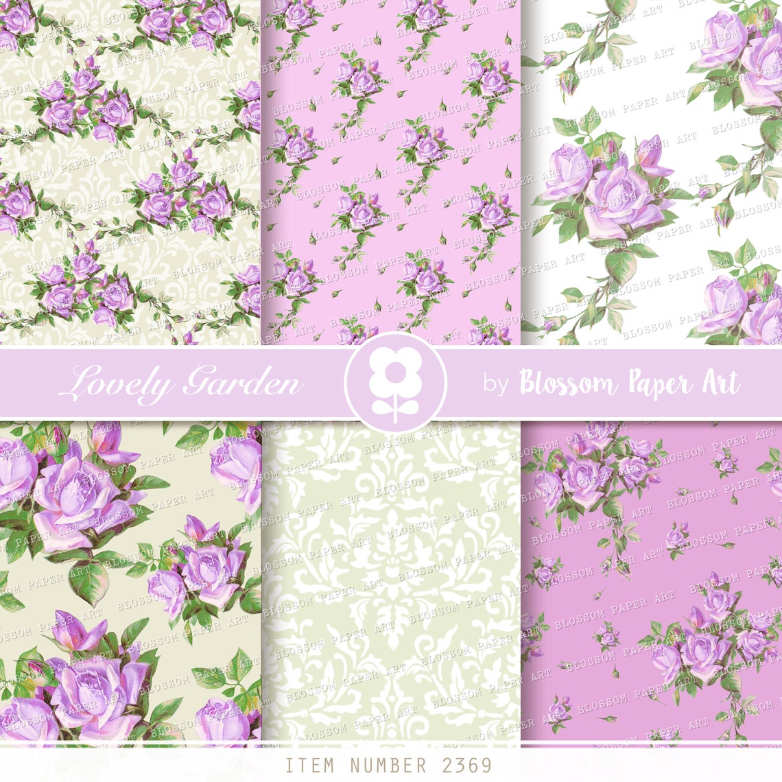 Purple Floral Digital Paper Pink Digital Papers Floral - Etsy