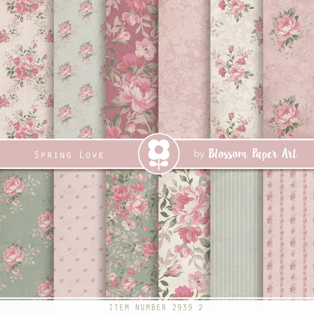 Floral Digital Paper, Vintage Digital Paper Pack for Journal, Rose ...