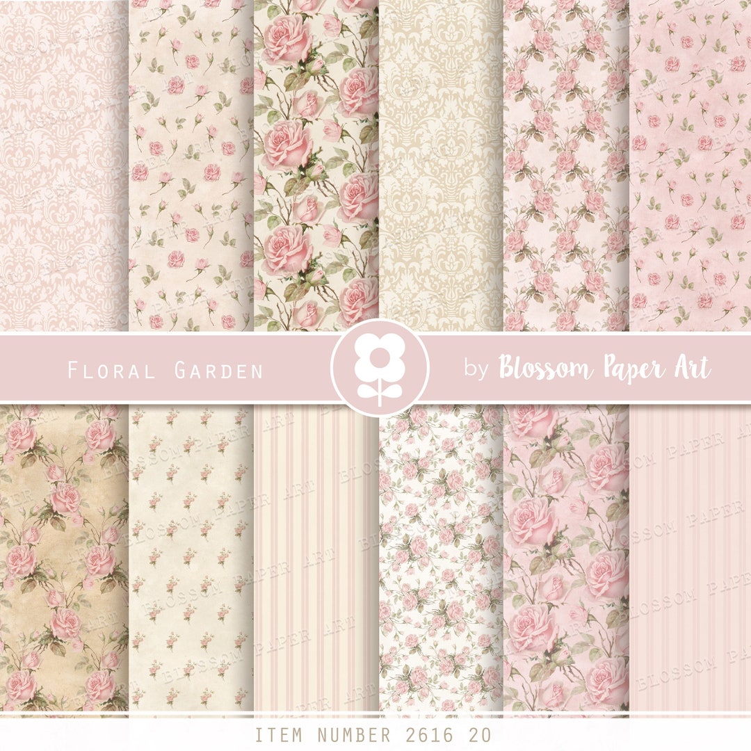 Rose Digital Paper Pack: Shabby Chic Scrapbook Designs (INSTANT ...
