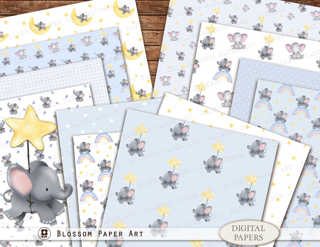 Baby Digital Paper, Cute Scrapbook Paper, Baby Boy Digital Paper for ...