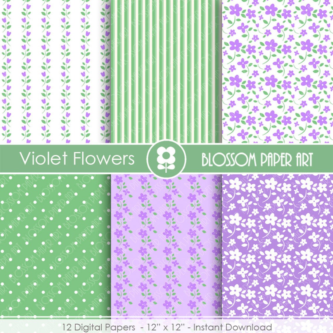 Violet Digital Paper Violet Flowers Digital Paper Pack Violet - Etsy