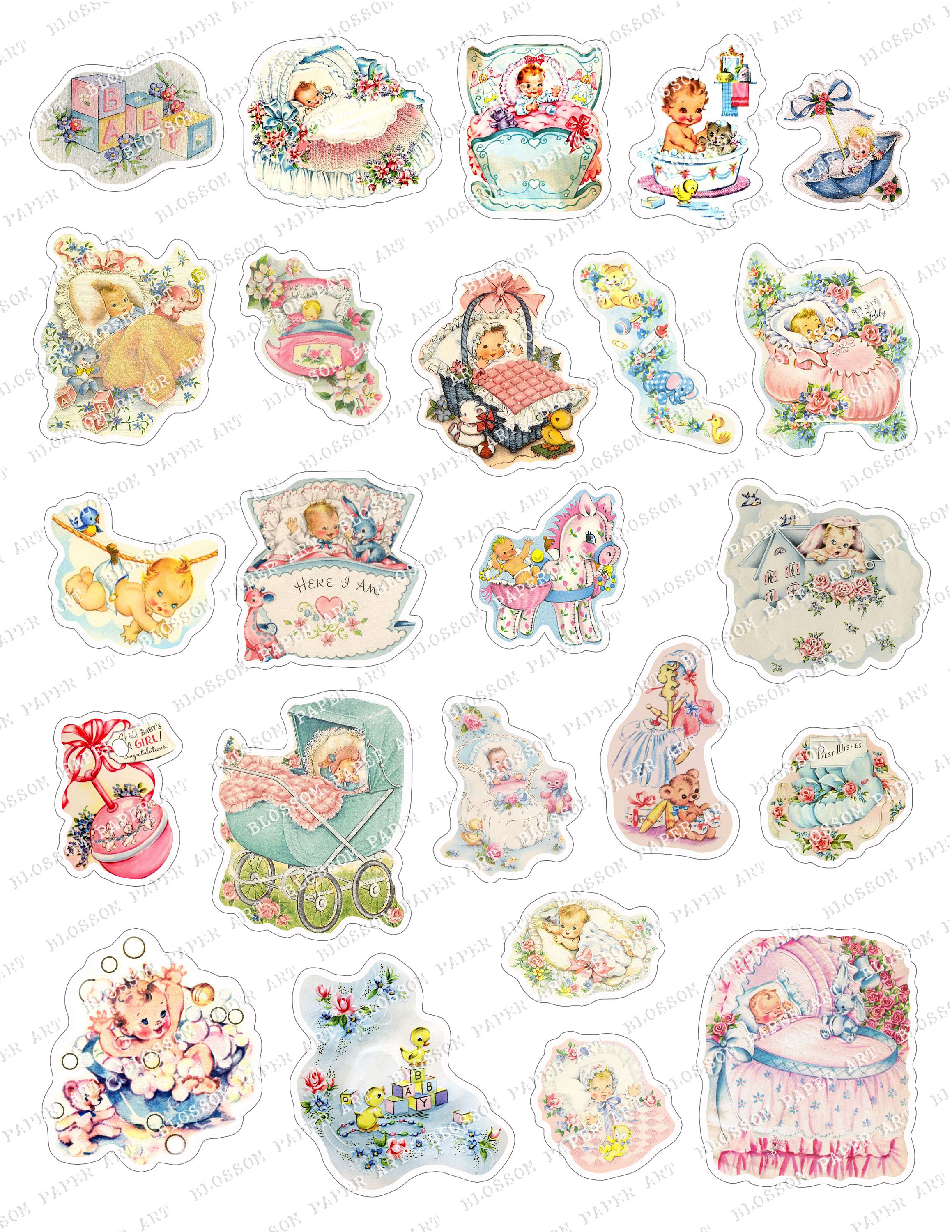 VINTAGE BABY Stickers Printable Stickers Vintage Baby Die | Etsy
