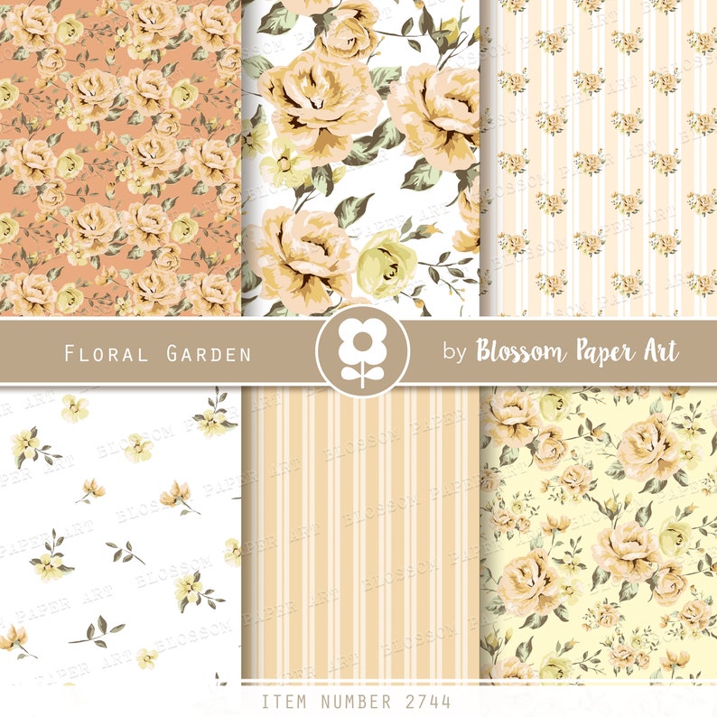 Digital Paper Floral Scrapbook Paper Pack Rose Digital - Etsy