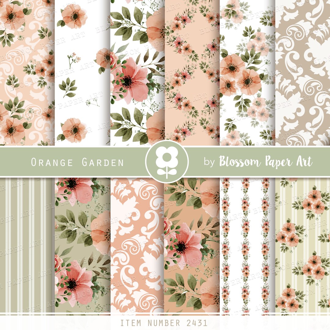 Floral Digital Paper Pack, Scrapbook Backgrounds (digital Download ...
