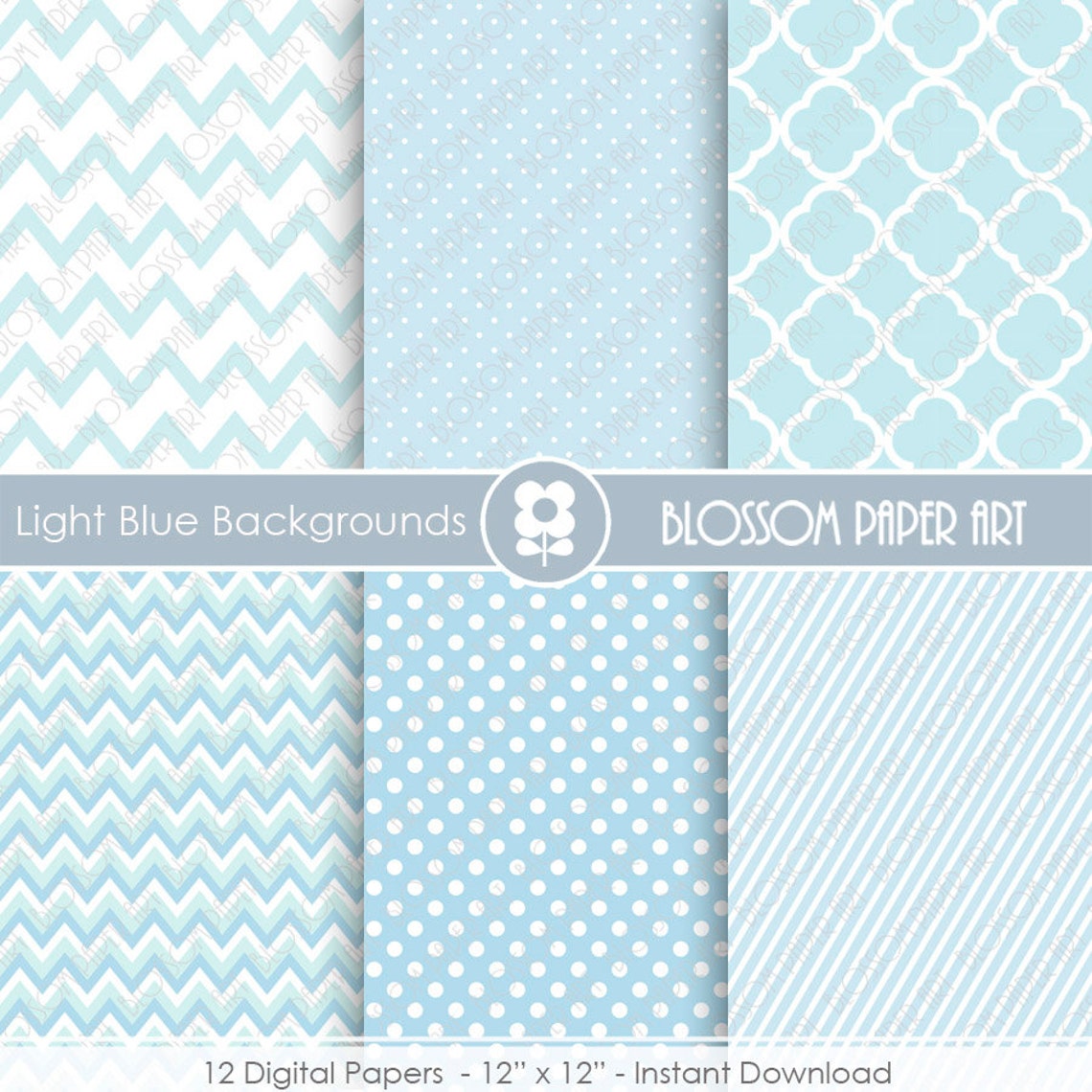 Light Blue Digital Backgrounds Digital Papers Light Blue - Etsy