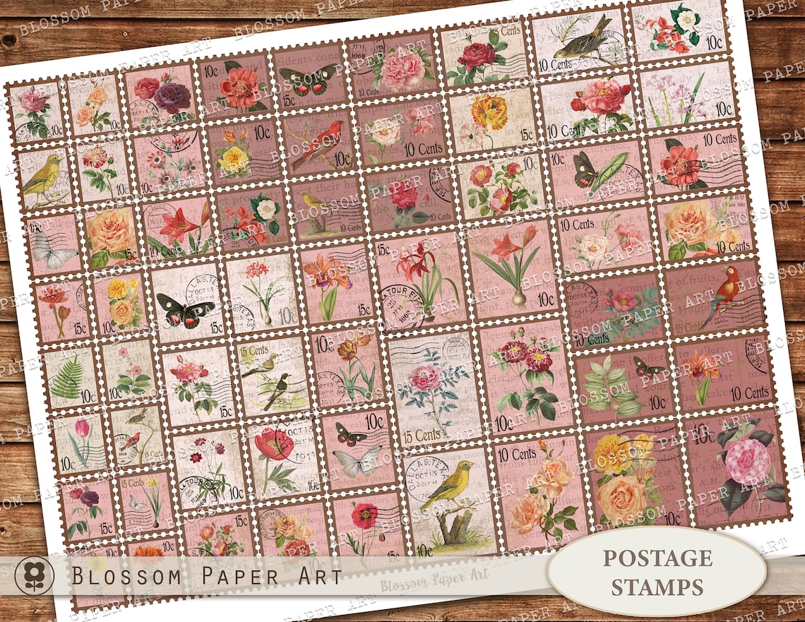 Printable Postage Stamps Collage Sheet Junk Journal Ephemera - Etsy