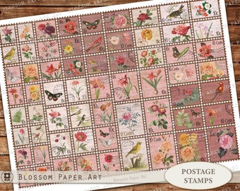 Printable Stamps Junk Journal Embellishment Collage Sheet | Etsy