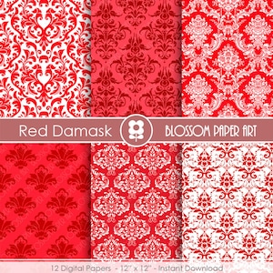 Red Digital Paper Damask Red Digital Paper Pack Red Damask - Etsy