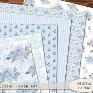 Vintage Light Blue Roses Digital Paper Pack (instant Download) - 2828 ...