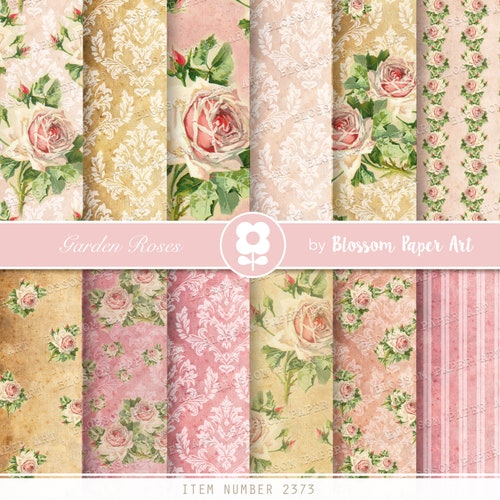 Pink Floral Digital Paper Shabby Chic Digital Paper Pack - Etsy