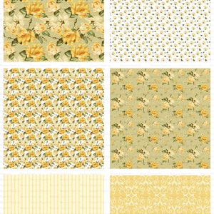 Yellow Digital Paper, Floral Digital Paper Pack, Floral Digital ...