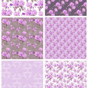 FLORAL Digital Paper, Purple Floral Digital Paper Pack Floral Collage ...