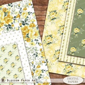 Yellow Floral Digital Paper: Scrapbook & Origami (digital Download) - Etsy