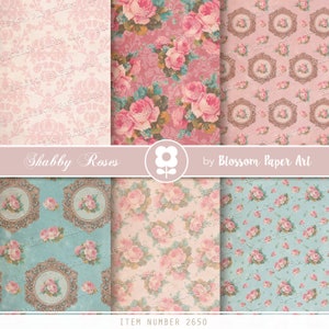 Rose Digital Paper, Floral Scrapbook Paper Pack, Vintage Roses ...