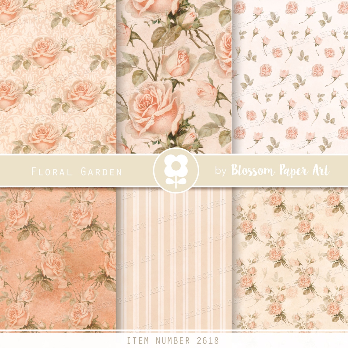 Vintage Scrapbook Paper Roses Shabby Chic Digital Paper Pack - Etsy