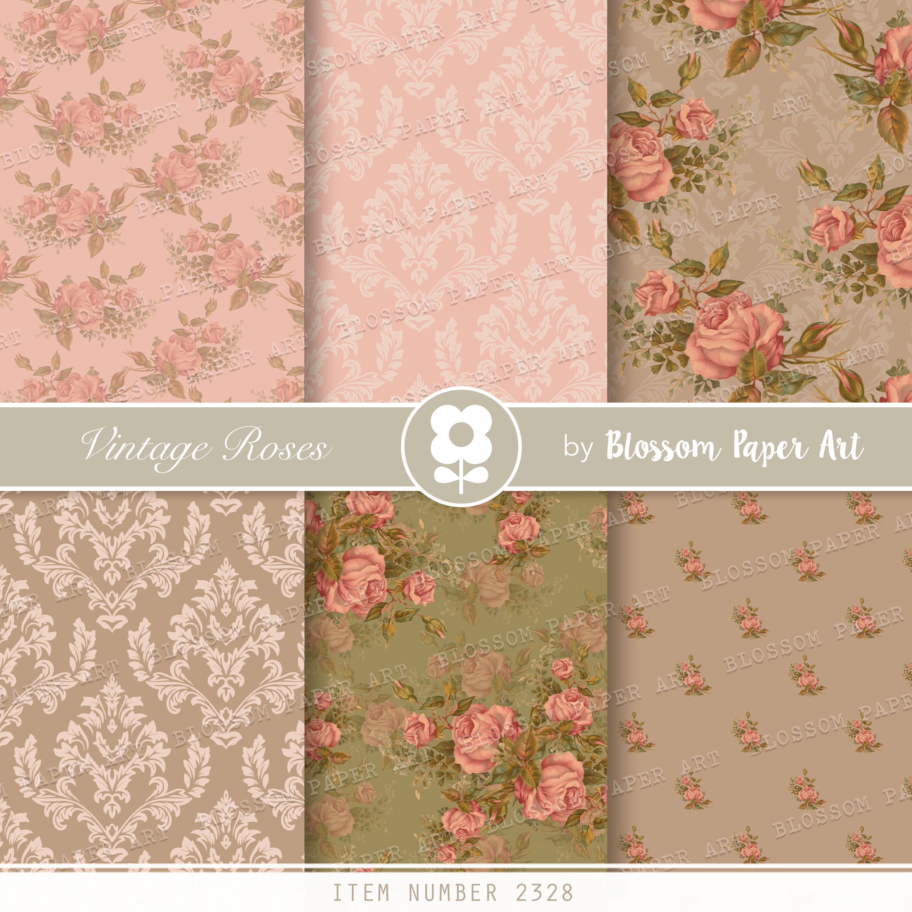 Pink Roses Digital Paper Shabby Chic Scrapbook Digital Paper - Etsy
