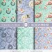 Blue Digital Paper Vintage Digital Paper in Blue Collage Sheet, Blue ...