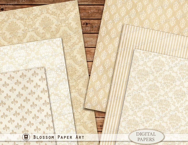 Vintage Damask Digital Paper: Beige Textures (digital Download) - Etsy