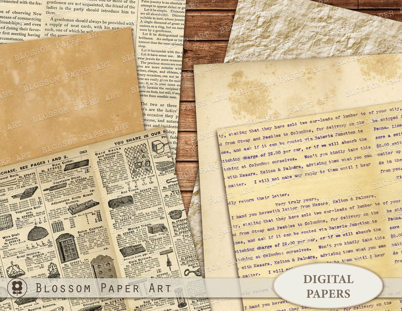 OLD PAPER PRINTABLE Digital Paper Collage Sheet Textures - Etsy