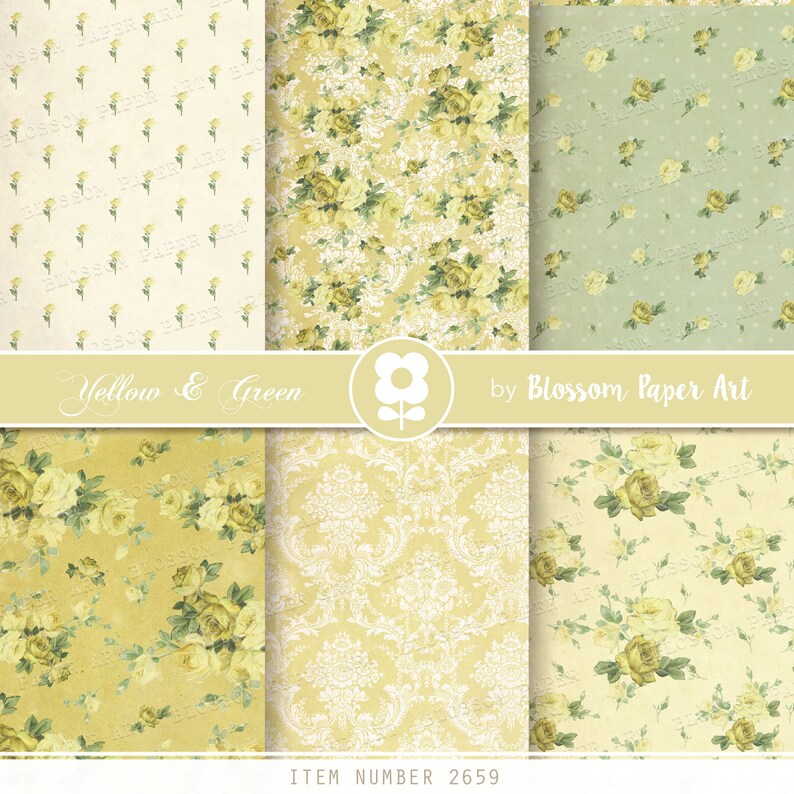 Vintage Digital Paper Scrapbook Paper Pack Yellow - Etsy