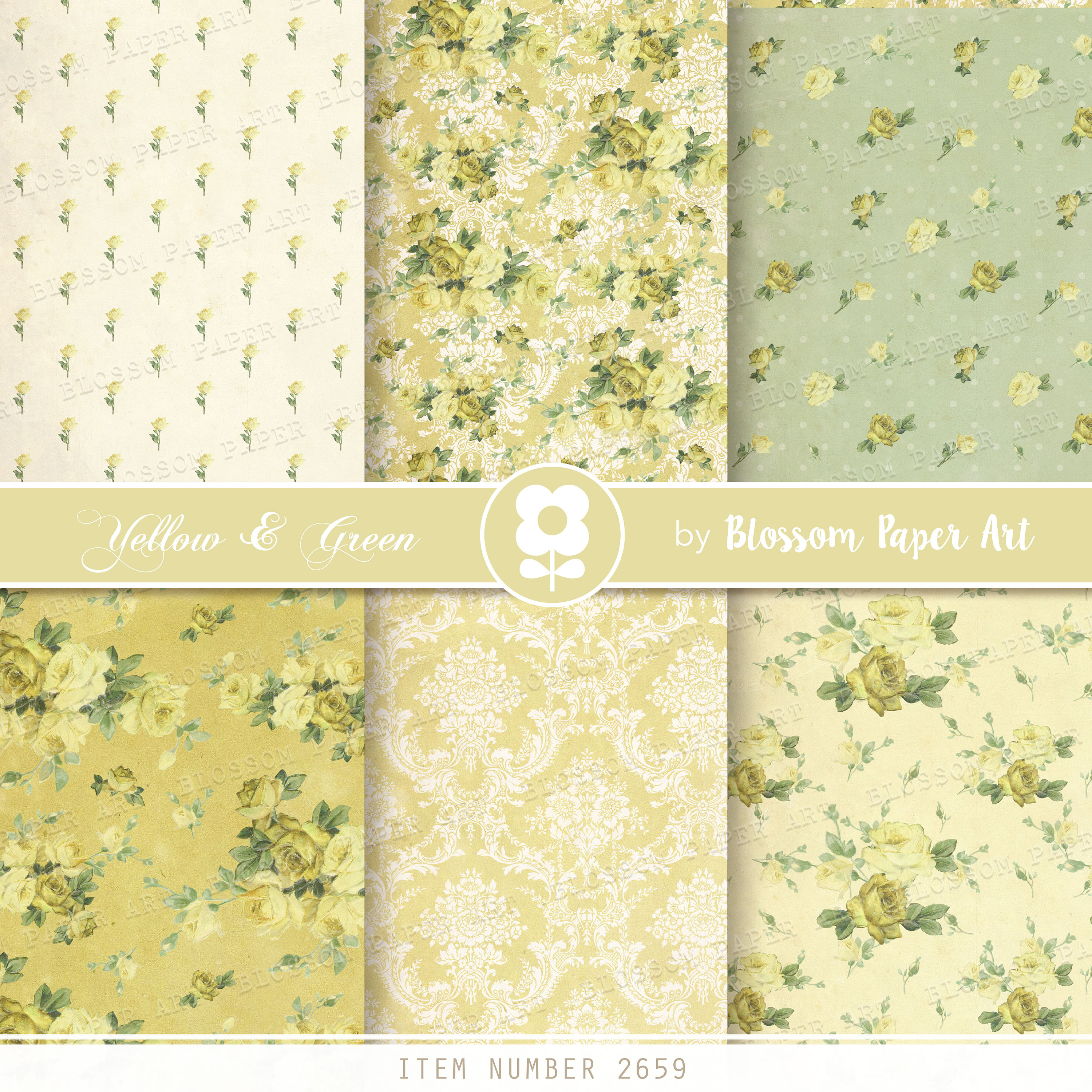 Vintage Digital Paper Scrapbook Paper Pack Yellow | Etsy