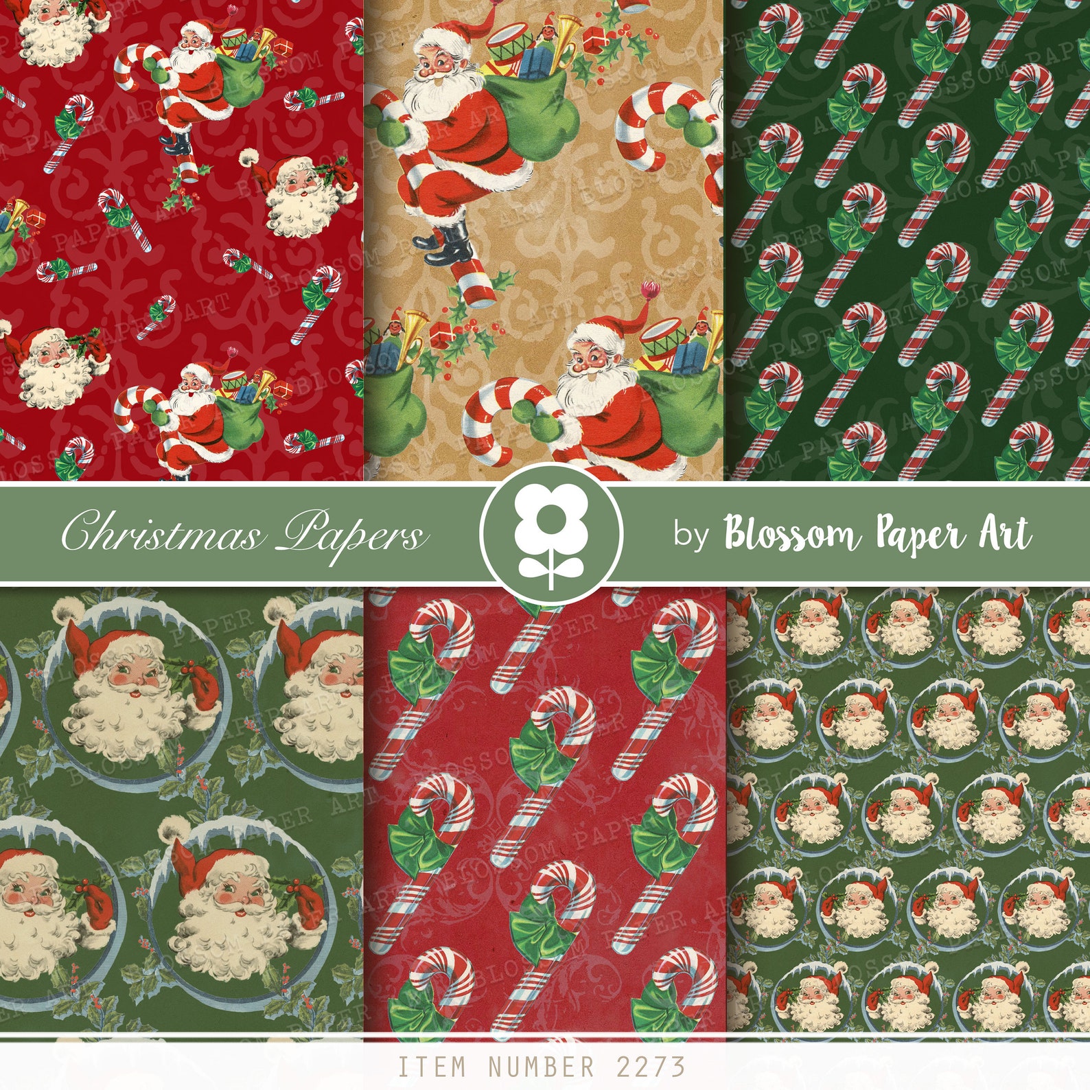 Christmas Digital Paper Vintage Christmas Digital Paper Pack | Etsy
