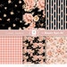 Black Floral Digital Paper Pack: Coral Rose Scrapbook (digital Download ...