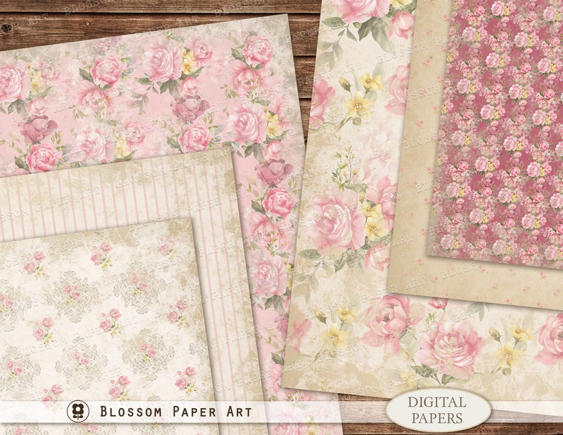 Floral Junk Journal Digital Papers Victorian Roses Digital - Etsy