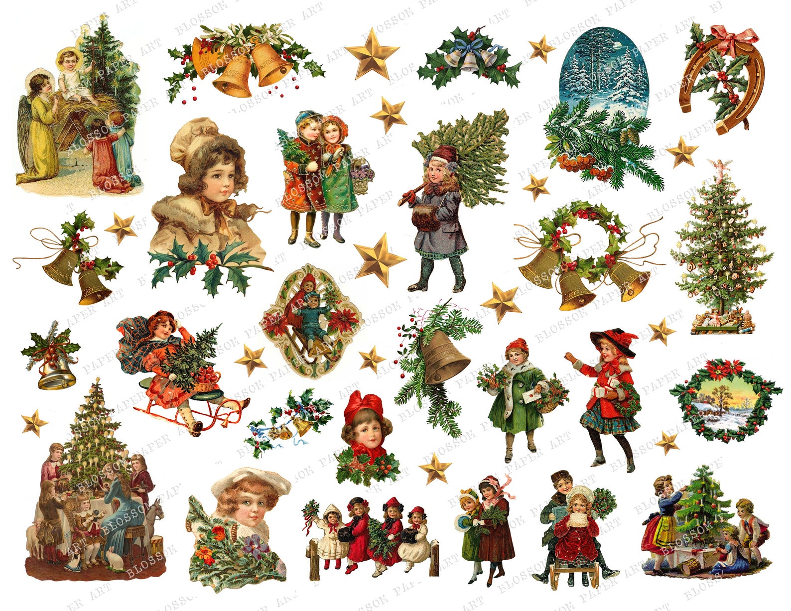 Christmas Printable Images Die Cut Decoupage Vintage - Etsy