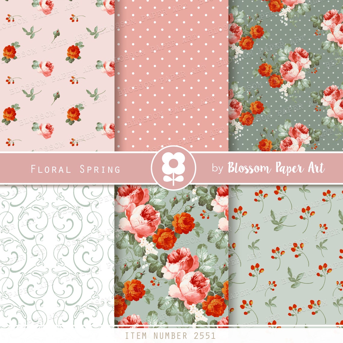 Floral Digital Paper Rose Scrapbook Paper Pack Digital Paper - Etsy ...