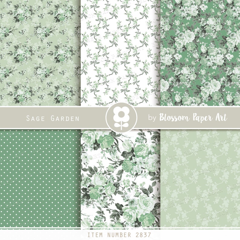 Green Floral Digital Paper Pack: Scrapbook & Junk Journal (digital ...