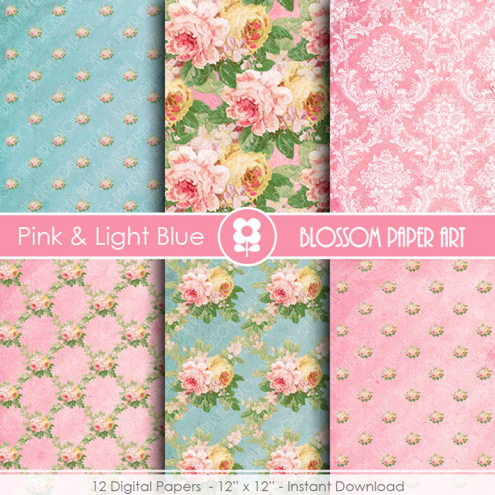Scrapbook Digital Paper Rose Digital Paper Floral Scrapbook | Etsy