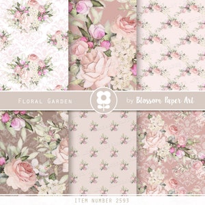 Digital Paper Roses, Pink and Brown Digital Paper, Floral Scrapbook ...