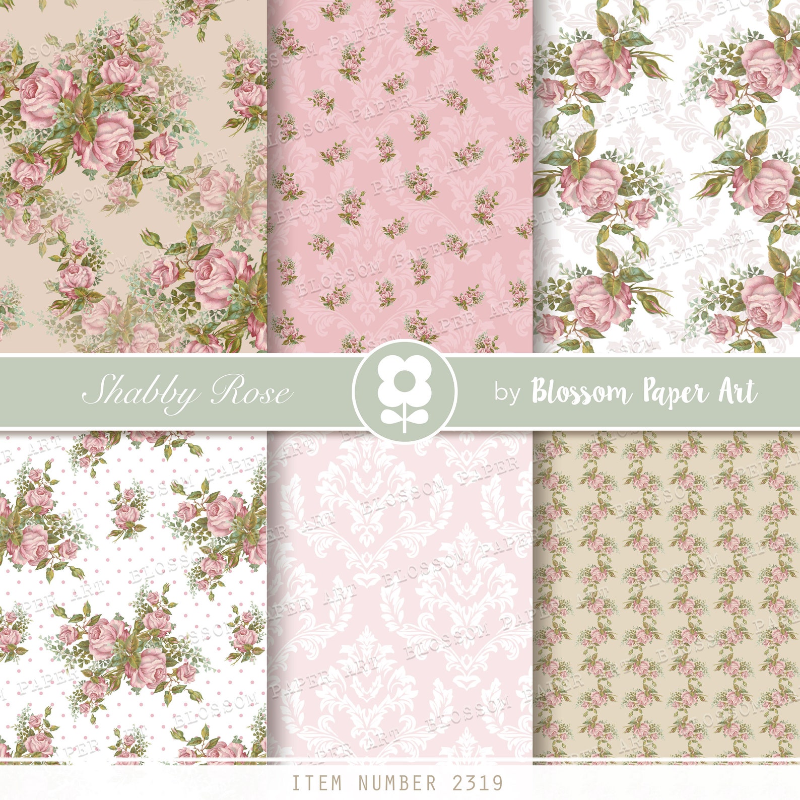 Shabby Chic Digital Paper Pack Vintage Roses Pink Floral | Etsy