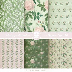 Vintage Floral Digital Paper Floral Digital Paper Pack, Pink Roses ...