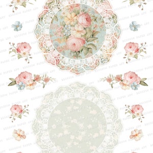 Floral Doily Digital Paper: Rose Collage Sheet (digital Download ...