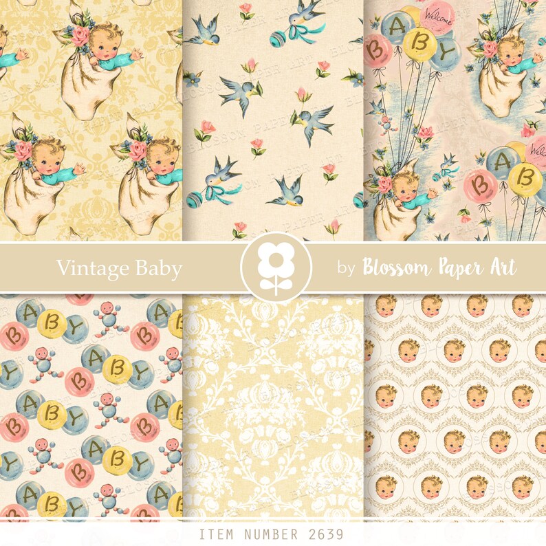Vintage Baby Digital Paper Baby Scrapbook Paper Yellow - Etsy