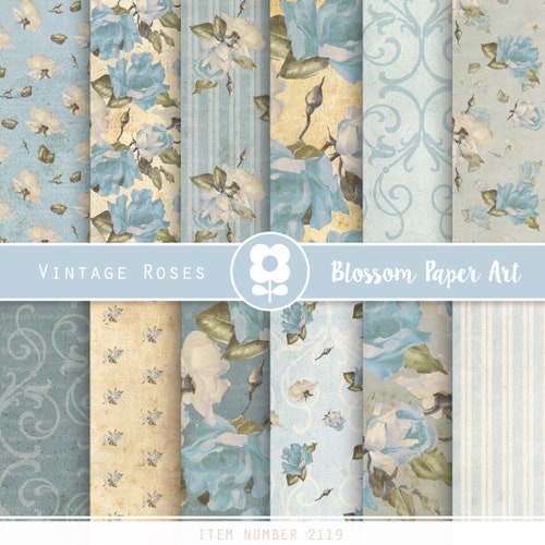 Rose Digital Paper Floral Digital Paper Pack Victorian | Etsy