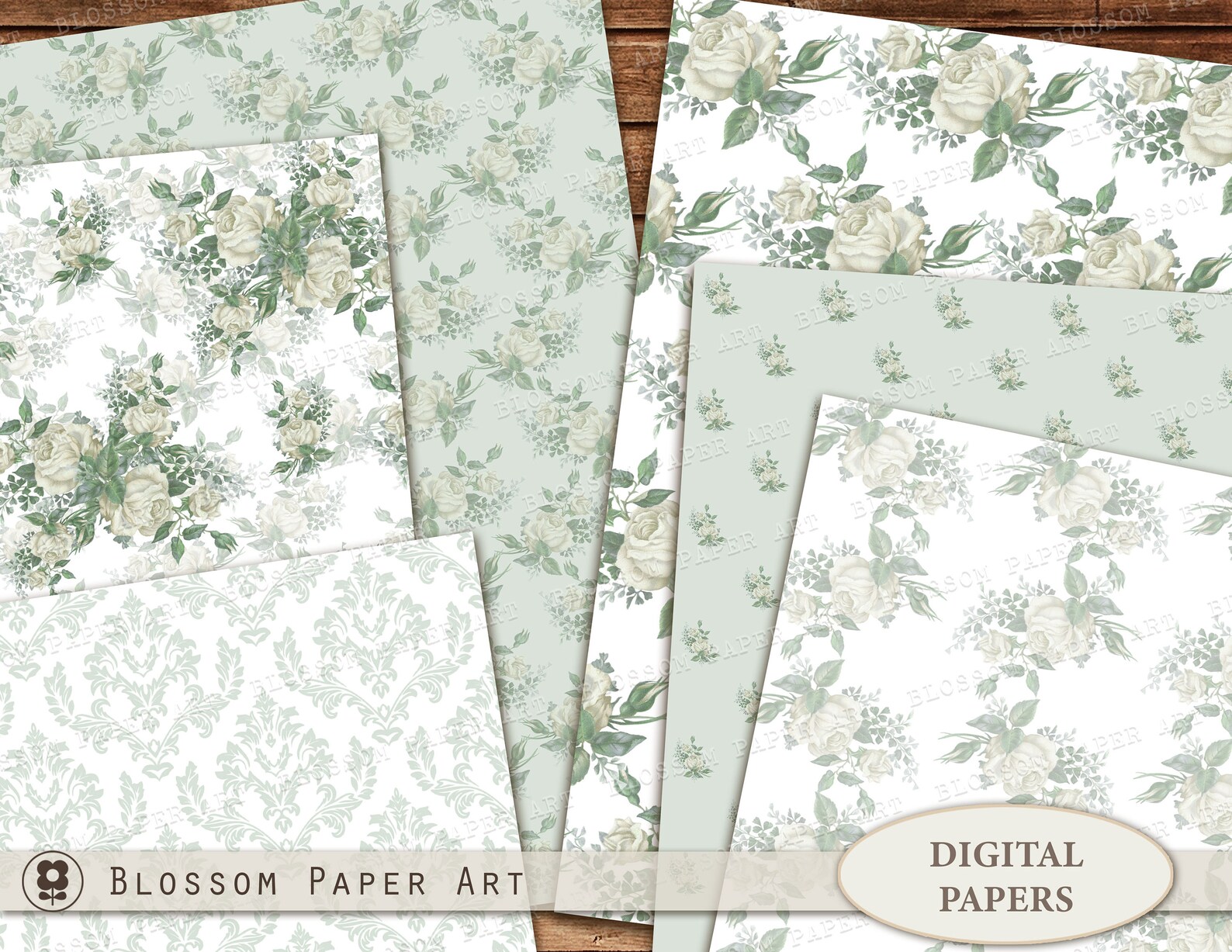 Wedding Floral Digital Paper Floral Vintage Digital Paper - Etsy