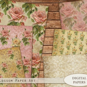 Vintage Rose Digital Paper Pack: Victorian Floral Scrapbooking (INSTANT ...