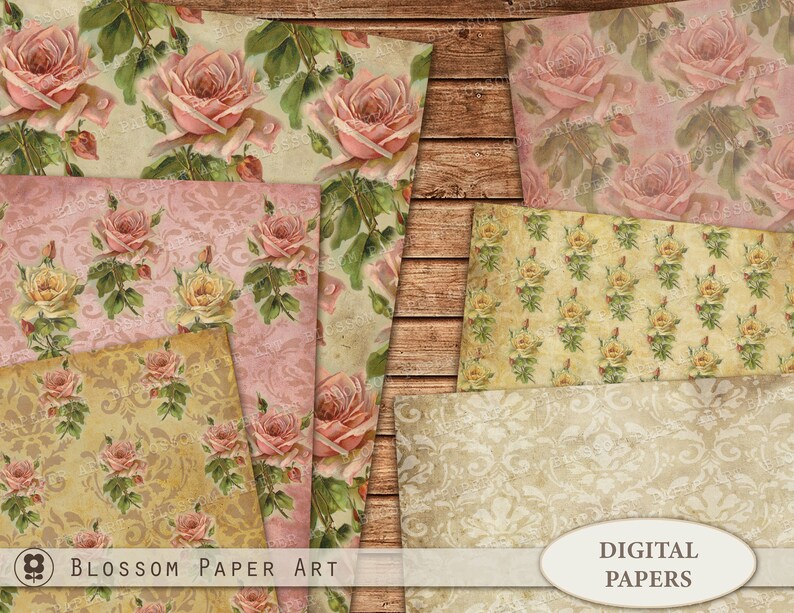 Vintage Rose Digital Paper Pack: Victorian Floral Scrapbooking (INSTANT ...