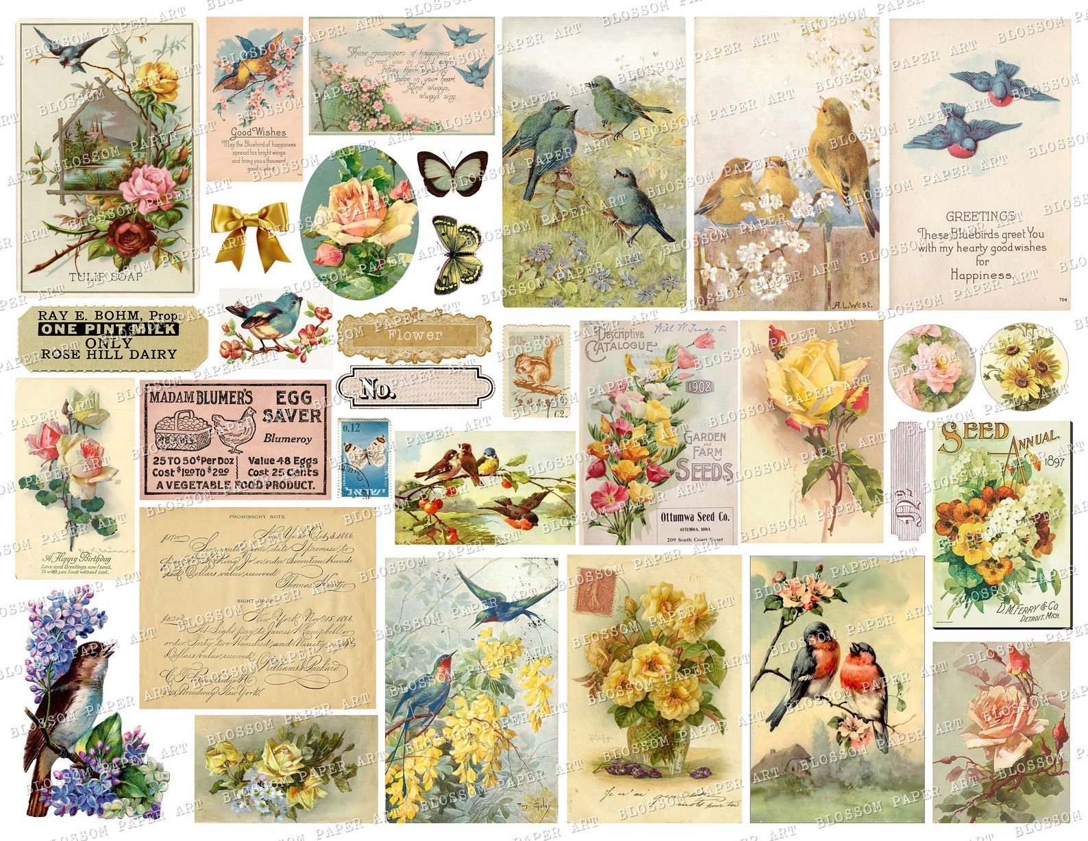 Printable Ephemera Vintage Collage Sheet FLORAL Vintage - Etsy Canada