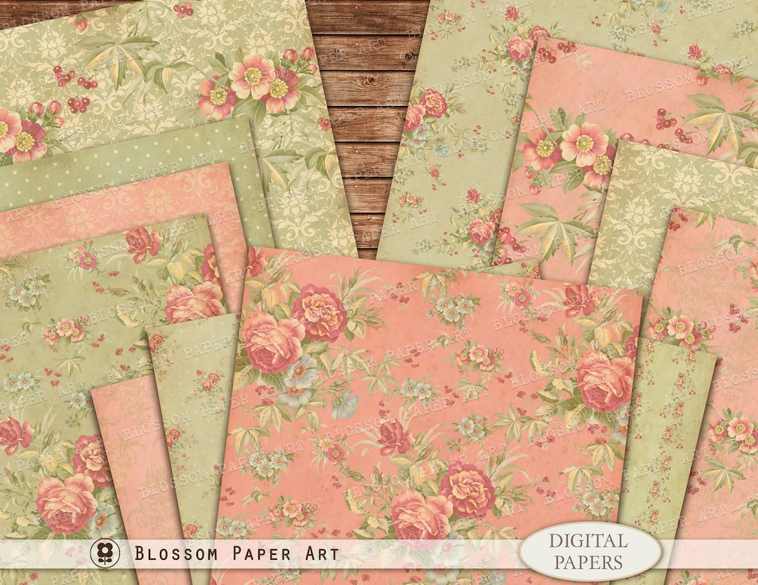 Vintage Digital Paper for Junk Journals, Victorian Papers, Rose Digital ...