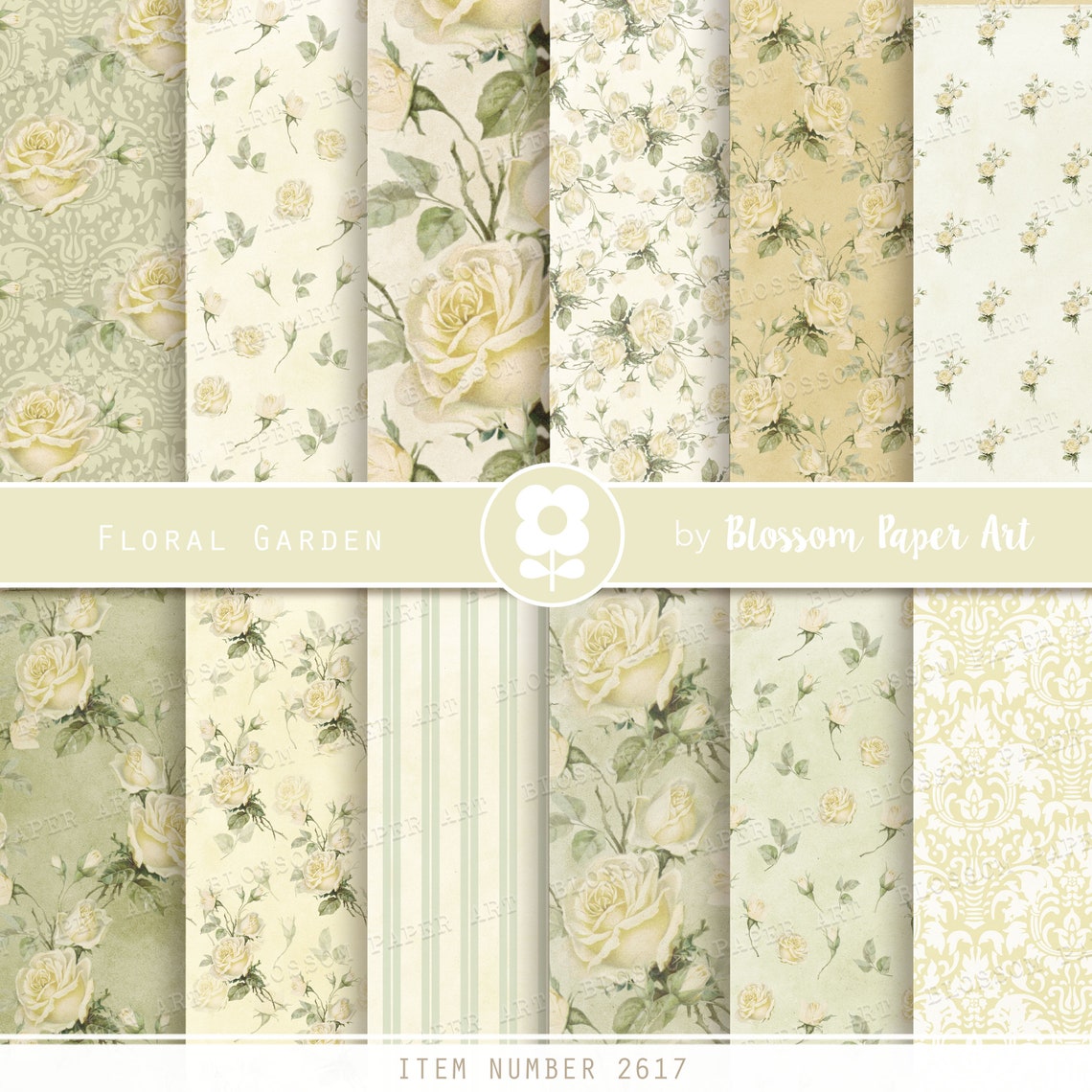 Vintage Digital Paper Roses Scrapbook Paper Pack Yellow - Etsy