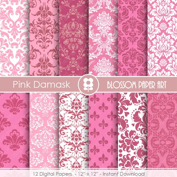 Damask Digital Paper - Etsy