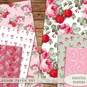 Rose Digital Paper Pack: Floral Scrapbook Paper (instant Download) - Etsy
